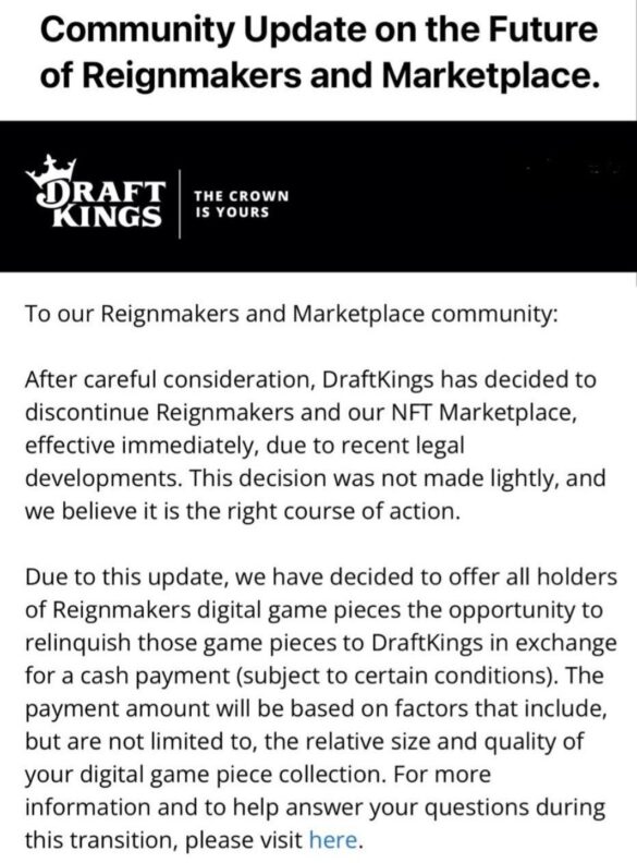 DraftKings Ends NFT Operations After Lawsuit Setback - Cryptoflies News